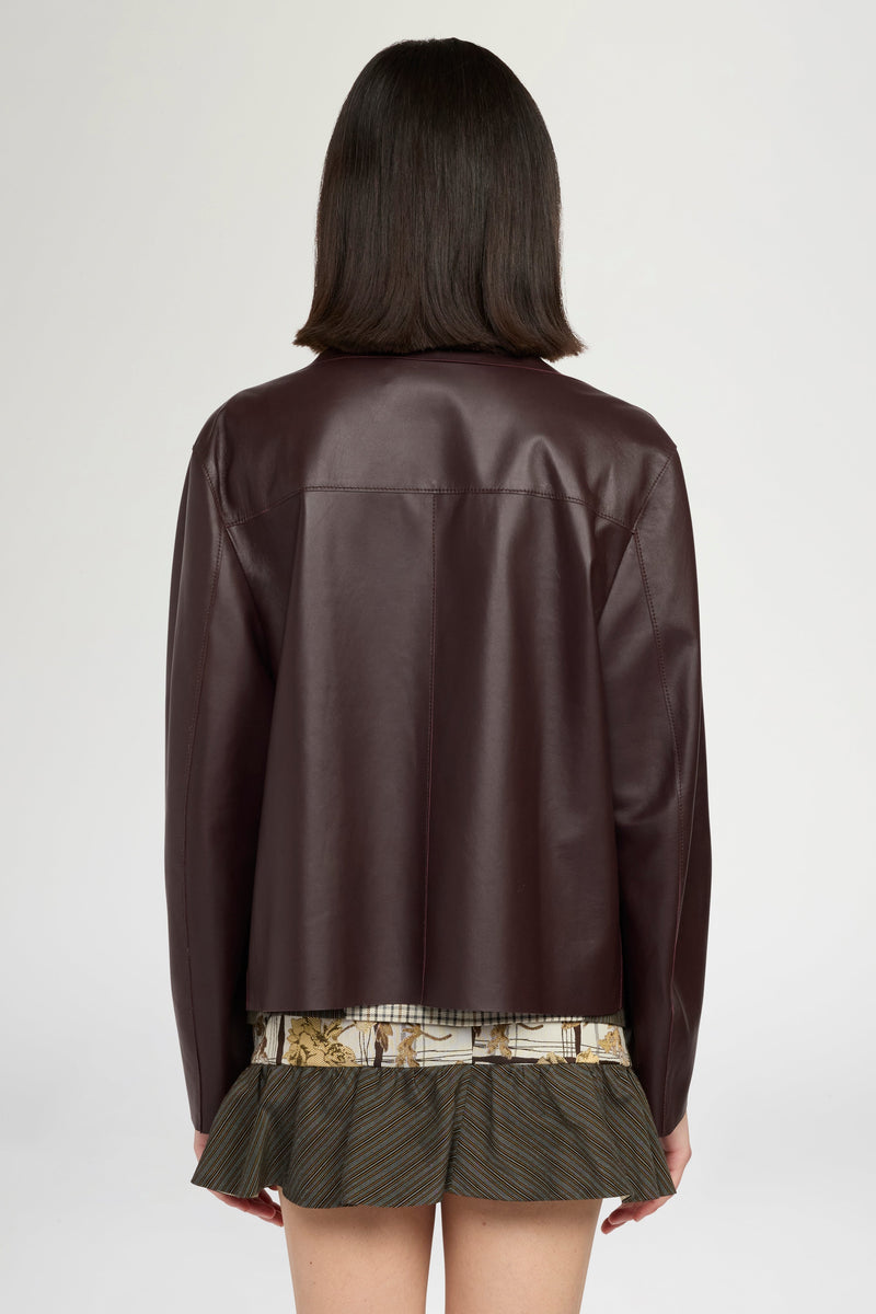 Women's Aubergine Unlined Leather Jacket Antonio Marras – US Antonio Marras